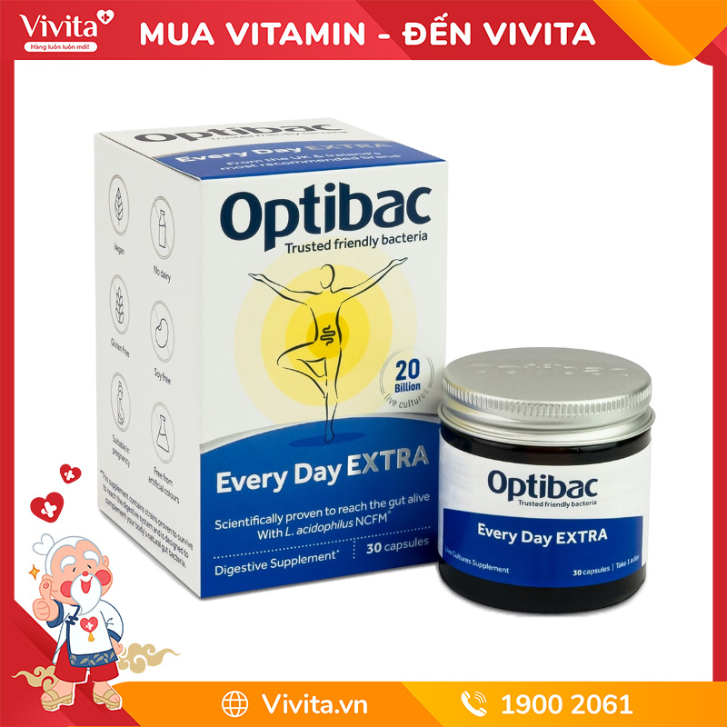 Optibac Probiotics Every Day EXTRA men vi sinh hộp 30 viên Optibac Probiotics Every Day EXTRA men vi sinh hộp 30 viên